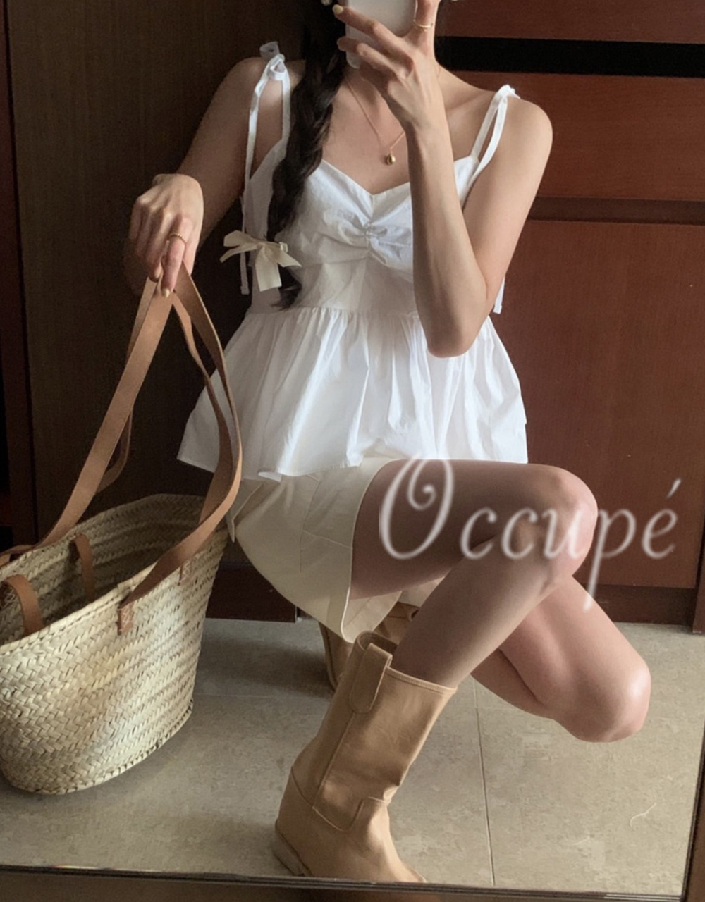 오큐페 이너프 푸딩 뷔스티에 블라우스 (2col) inouf 민소메블라우스