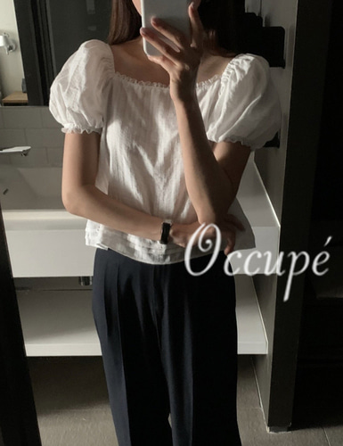 오큐페 플러터 포밍 블라우스 (2col) flutter 반팔블라우스