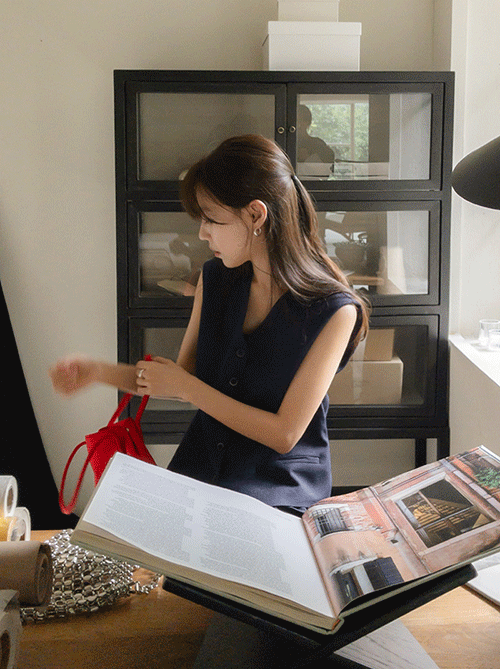 코컬스 [인스타요청!]폴써머 린넨 V넥 베스트 [size:F(55~66)]