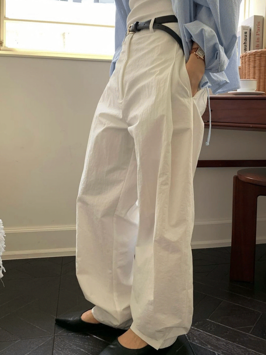 샵보애 wellrow 웰로우 나일론 스냅 와이드 팬츠 pt (3col)