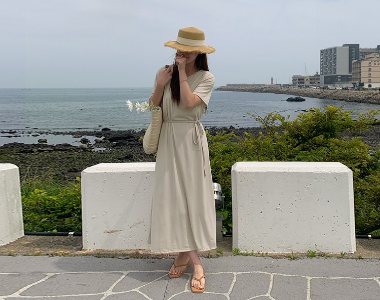 리리앤코 유크리브 쿨링 스판 스트랩 롱 원피스 여름 신상 여름코디 여름옷 쿨링 시원한 신축성 데일리룩 캐주얼 루즈핏 여행룩 썸머 체형커버 자체제작 하체커버 반팔원피스