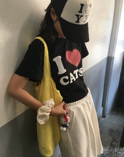 솔꾸 기획가/아이러브캣츠 크롭 t (2color)