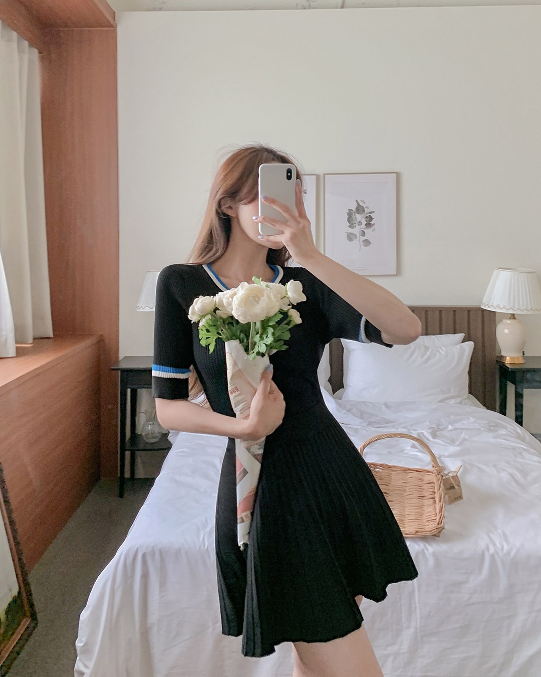 메이빈스 딤 배색 니트and미니 스커트set투피스 여름세트 스커트세트 여름니트 니트반팔티 미니스커트 플리츠스커트 니트스커트 여름