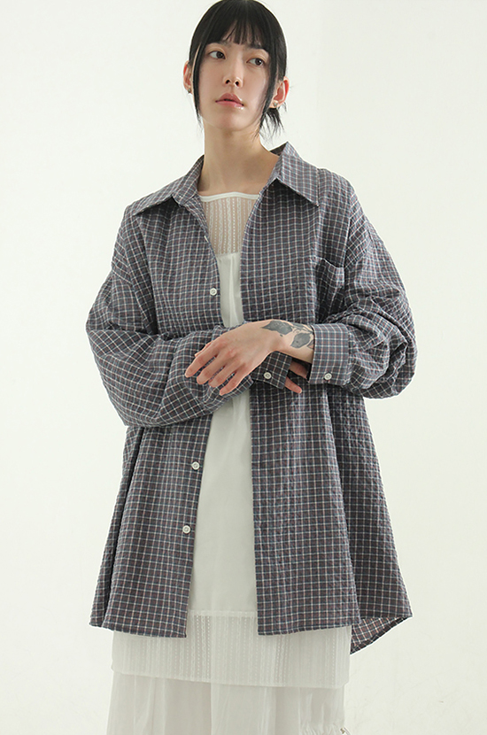 로컬맨션 sheer check shirt (unisex)
