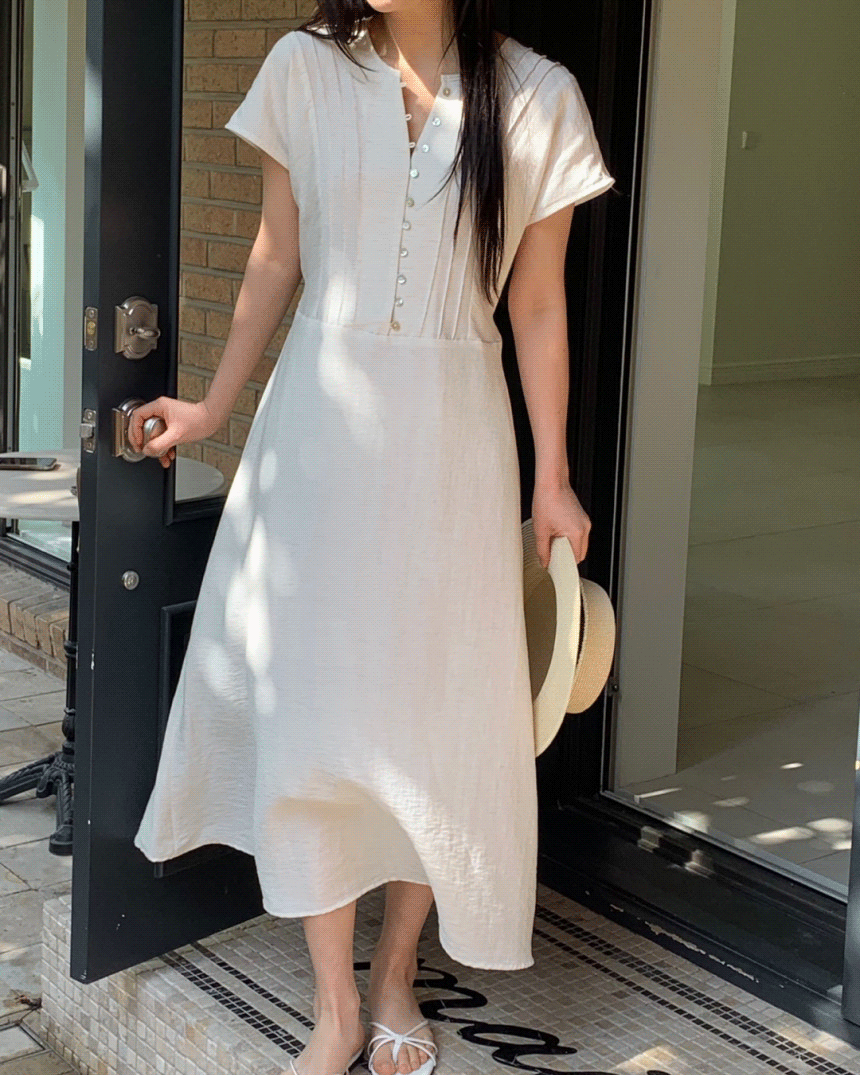 샵보애 (오트밀 당일) slub 슬러브 린넨 뮤즈 여름 롱 원피스 ops (2col)