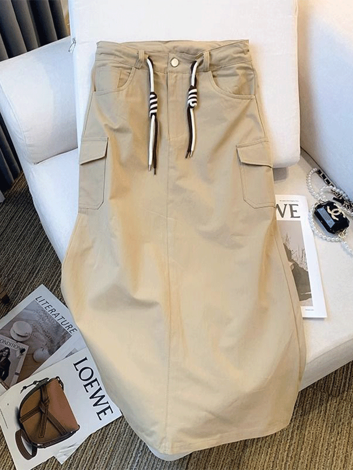 모노엠 톤앤톤 스트링 카고 스커트(빅사이즈) -87932