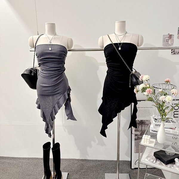 이프유마인 Y2k하이틴유니크 여름 슬럽 섹시 글램 슬림 핀턱 드레이프 스퀘어넥 오프숄더 튜브탑 탱크탑 레이어드 이너 무지 A라인 플레어 언발 셔링 프릴 캉캉