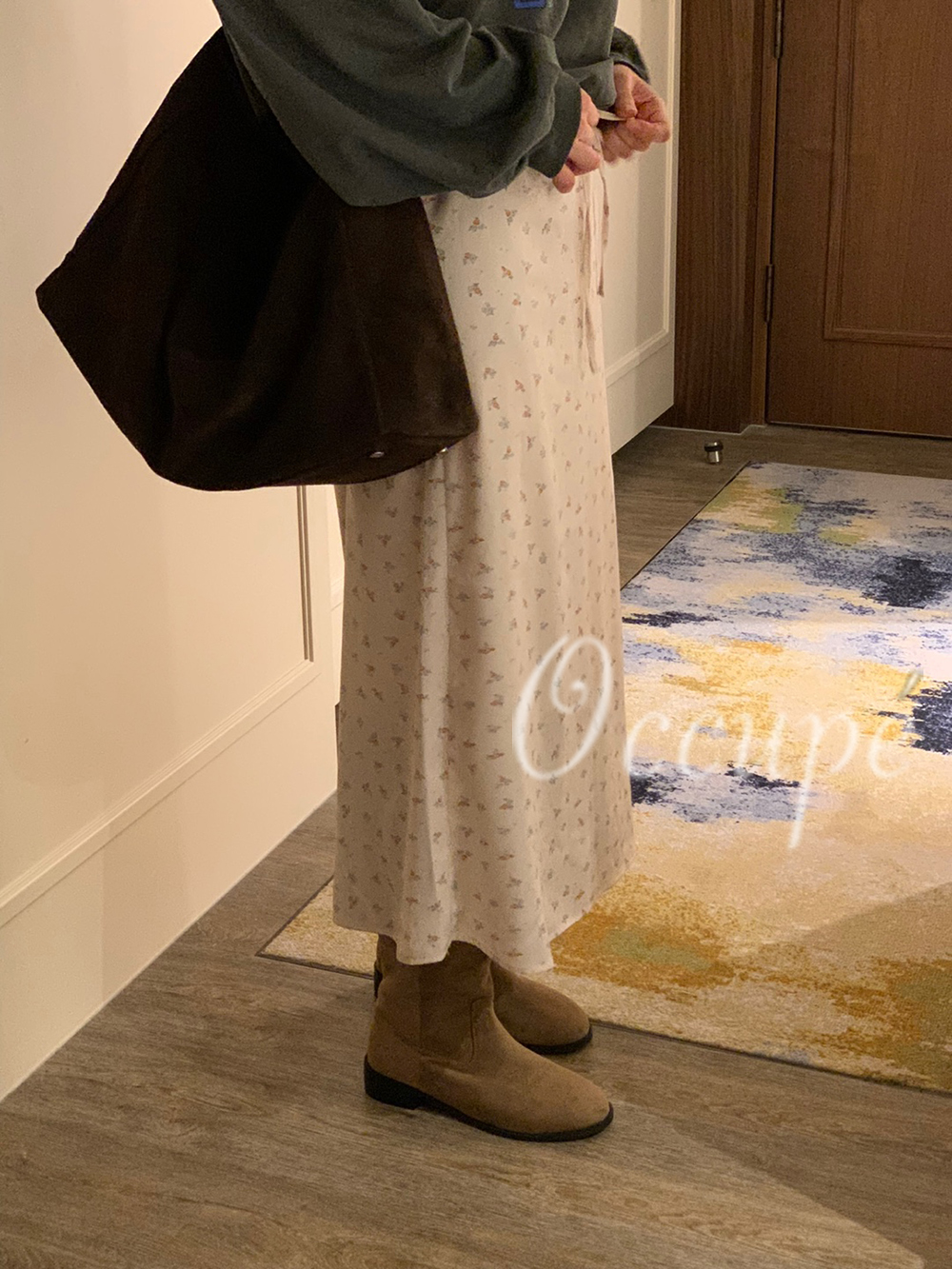 오큐페 [당일발송]슬러브 빈티지 플라워 스커트 (2col) slub