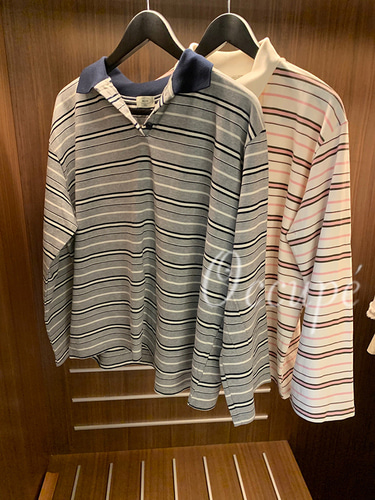 오큐페 [당일발송]슬러브 위아 단가라 티 (2col) slub 스트라이프 카라티