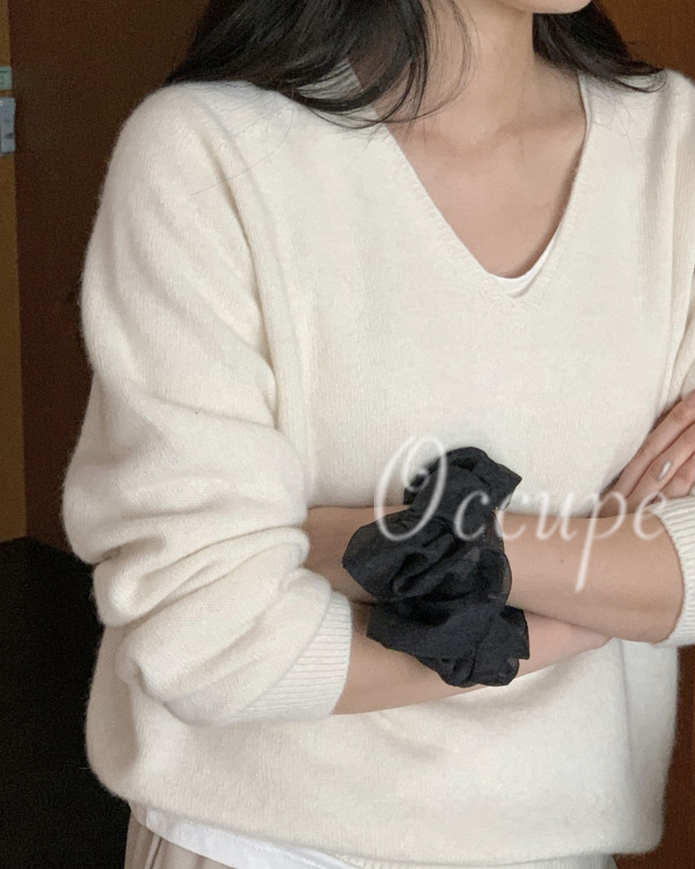 오큐페 버베인 힐즈 폭스 홀가먼트 브이넥 니트 (3col) verveine