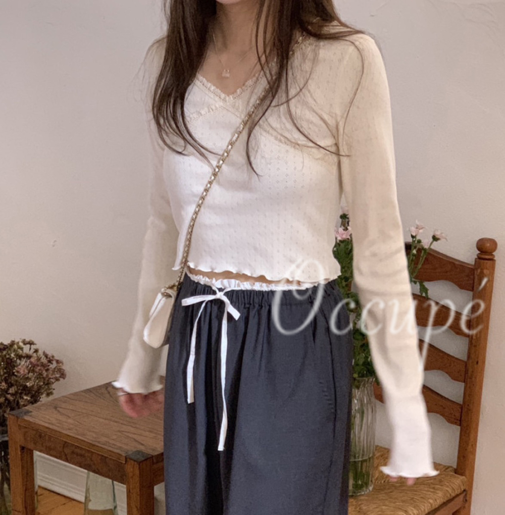 오큐페 [당일발송]미엘 더파니 티셔츠 (4col) miel 레이스티셔츠