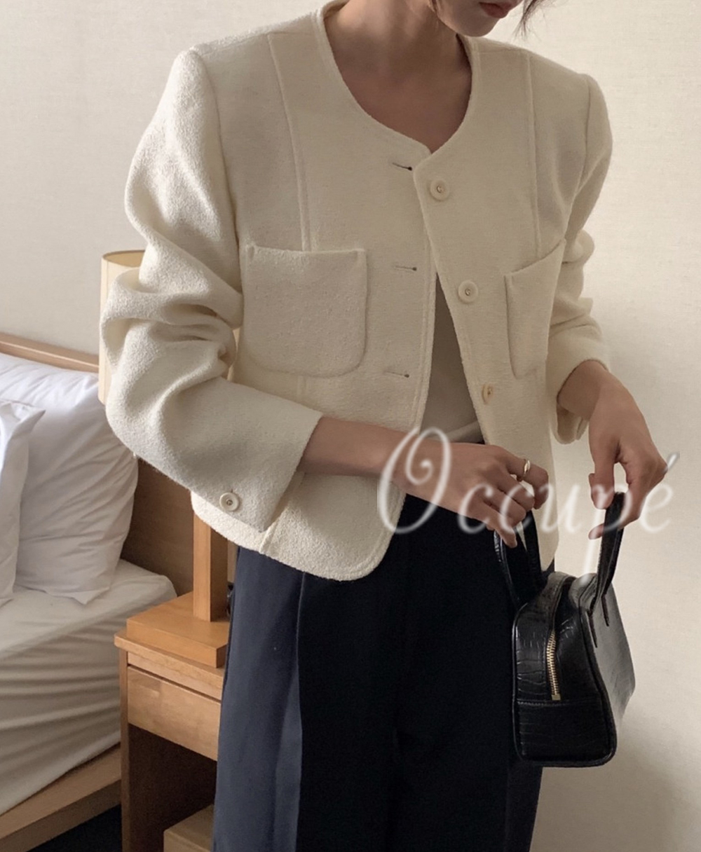 오큐페 플러터 브라운 트위드 자켓 (2col) flutter