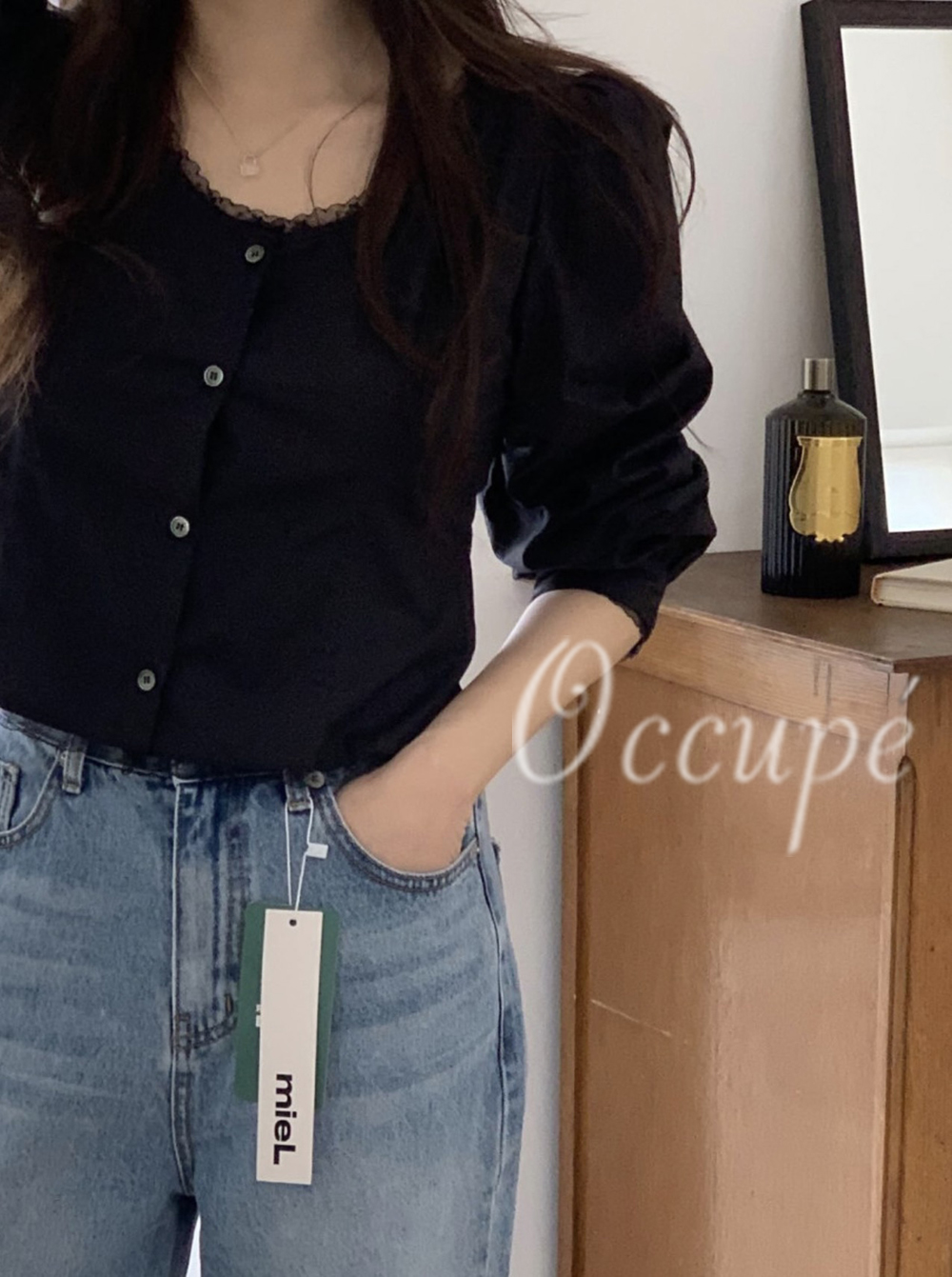 오큐페 미엘 로렝 블라우스 (2col) miel 레이스블라우스