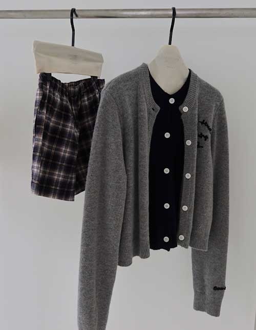 로우키샵 WOOL LETTERING CARDIGAN (4colors)