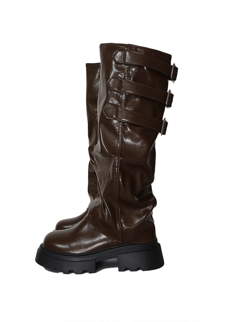 시크윈 BIO BACK BUCKLE LOOSE PLATFORM LONG BOOTS (2COLORS)