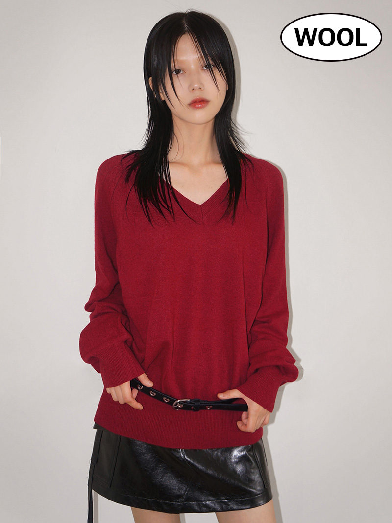 아케 SUPERFINE WOOL V-NECK NT (5color!)