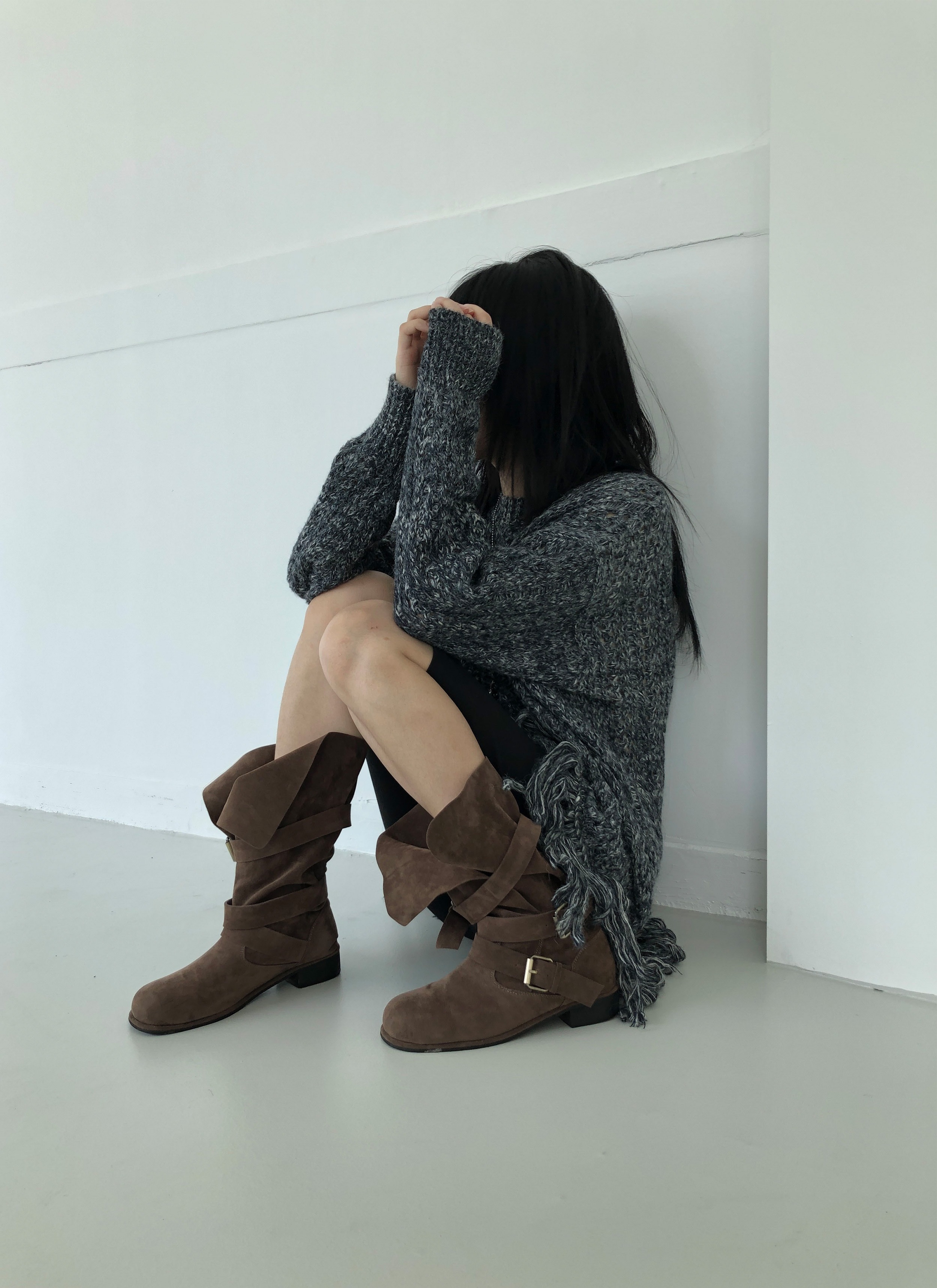 이이알하우스 Fringe mix knit (2C)