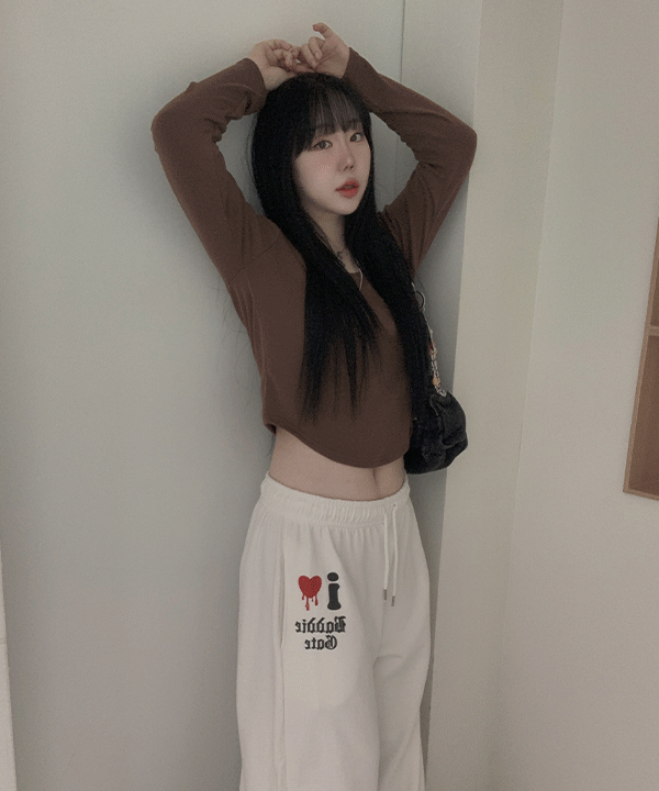하비언니 12650 [모델소장] 데일리 무지 U넥 크롭 베이직 스판 긴팔t 5color