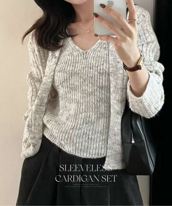 수수 ️나시+가디건 SET ️가디건/니트가디건/나시가디건세트/가디건세트/크롭가디건/브이넥가디건/가을가디건/골지가디건/울가디건/ f83 4col