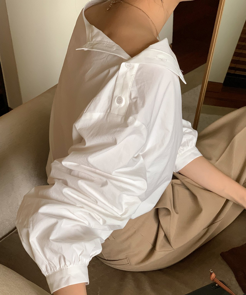 버나뎃 플러터 숄더 블라우스 (3col) flutter