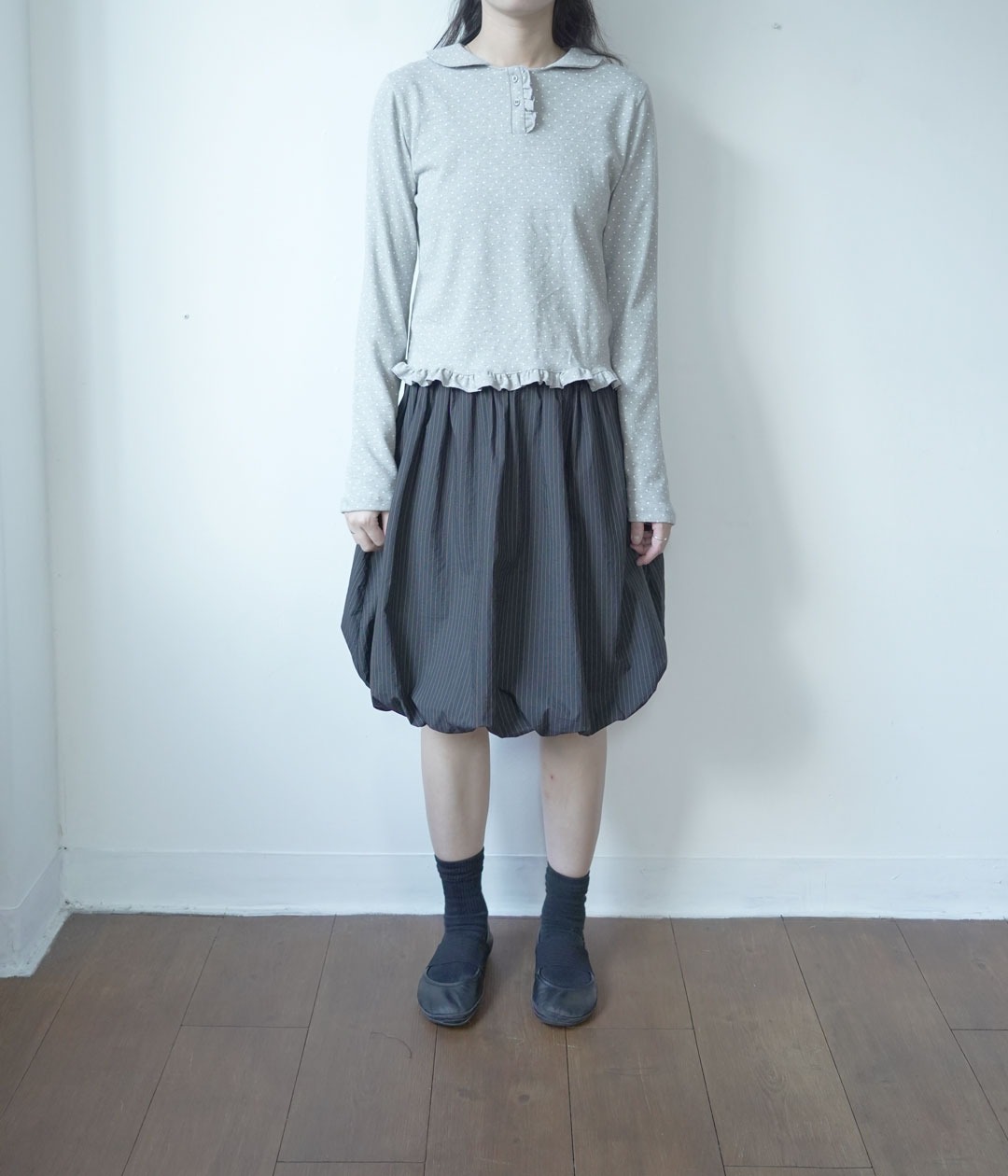 피에브레 mini dot frill pk top (2c)