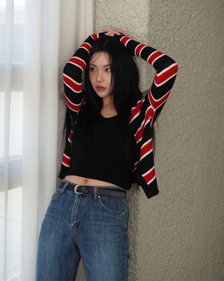 유나제이 MIX STRIPE CARDIGAN