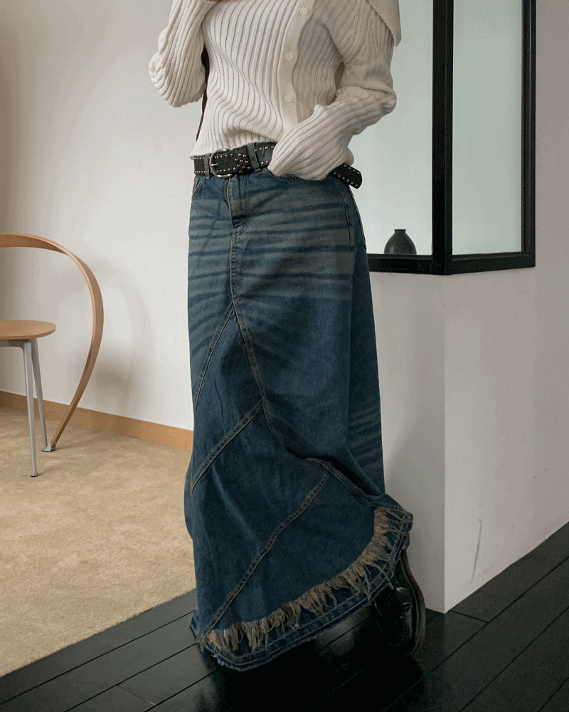 노어슨 FRINGE WASHING DENIM MAXI SK