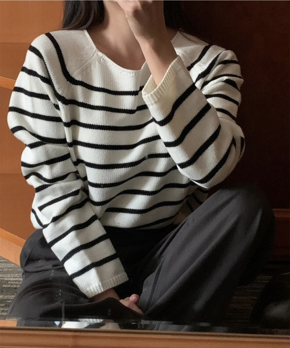 버나뎃 이너프 세인 단가라 니트 (3col) inouf