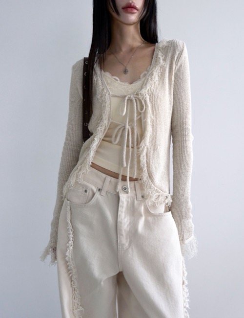 로웨어 fringe string cardigan