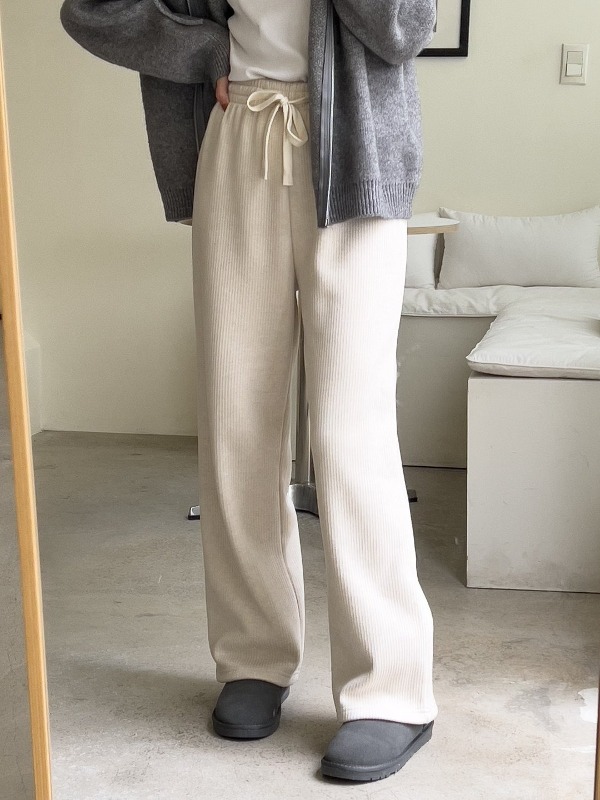 모노간지 기모 골지 팬츠 여성 겨울 트레이닝 와이드 밴딩 바지 테디 캐주얼(4color)410018