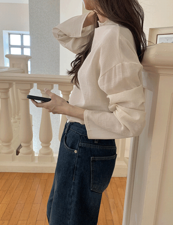 라이크유 르테사 하이넥 블라우스 (BL) - 2color