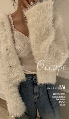 오큐페 [아이당일]포스터 펑키 후드 가디건 (2col) poster 퍼가디건