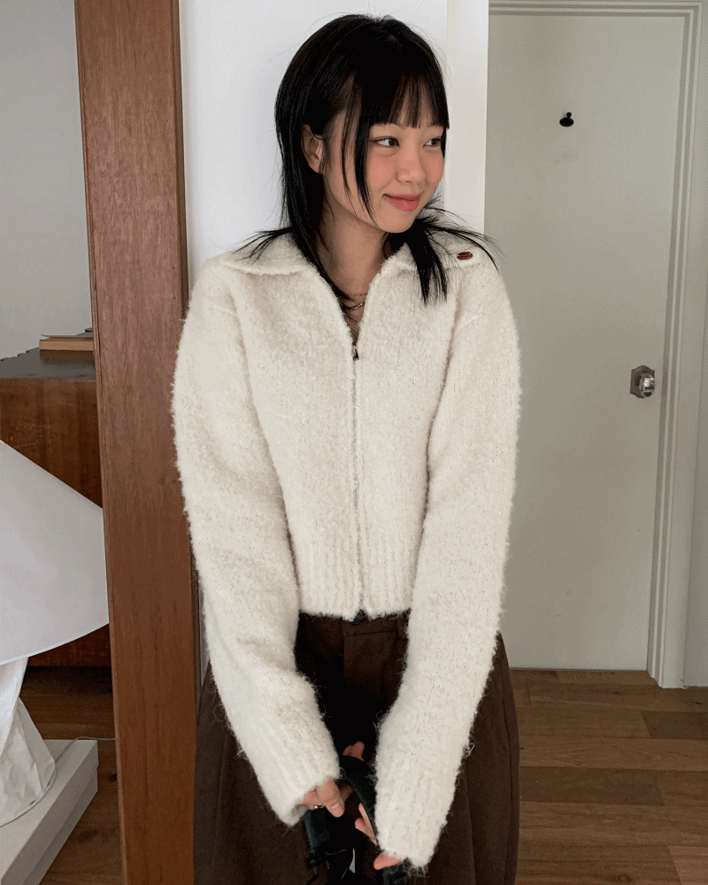 노어슨 [MD PICK!] WOOD BOUCLE KNIT ZIP-UP