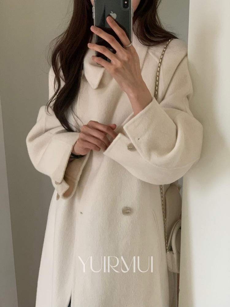 유이르무이 riette 리에뜨 노아 울 알파카 캐시미어 스트랩 더블 롱 핸드메이드 코트 3color