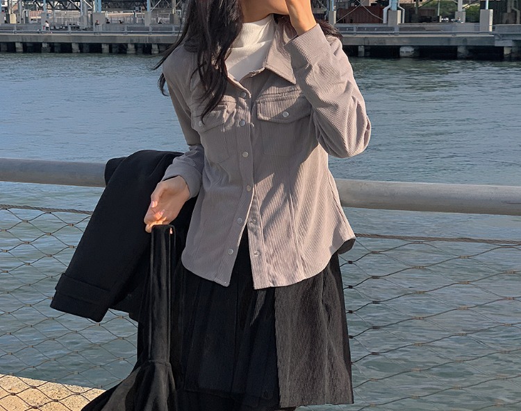 리리앤코 코언츠 코듀로이 굴림 카라넥 셔츠 리리앤코 자체제작 120사이즈 카라셔츠 굴림셔츠 밑단굴림 코듀로이셔츠 골덴 골데셔츠 가을 신상 가을옷 데일리룩 페미닌룩 하객룩