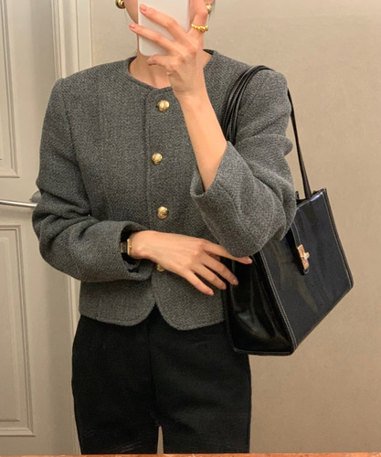 버나뎃 [당일 아이]플러터 그레이 트위드 자켓 (3col) flutter