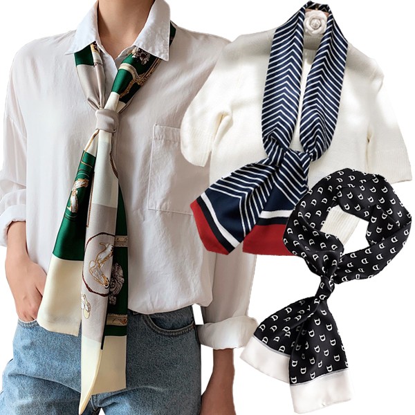 굿쇼핑몰 Ndj 여성 실크 롱 쁘띠스카프 쉬폰스카프 숄 플리츠스카프 방도 머플러 숄 봄 가을 간