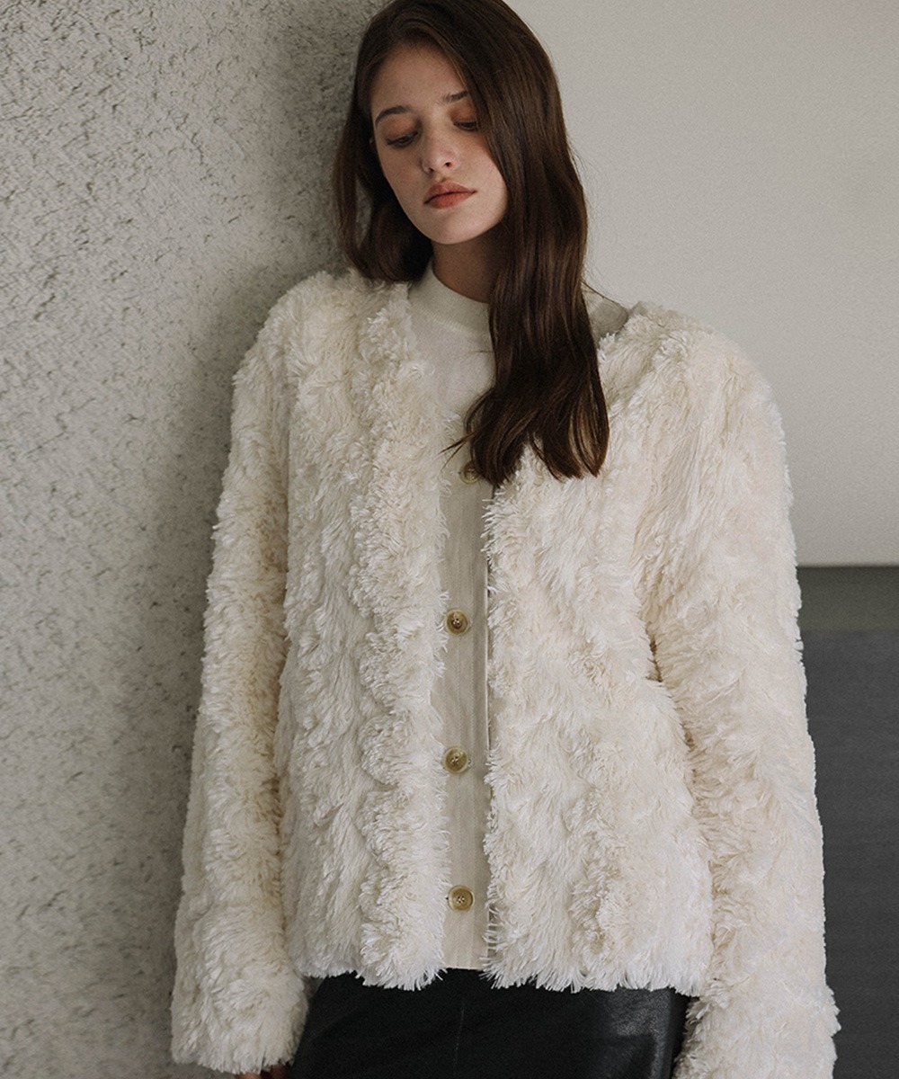 드헤베 Soft Fur Jacket [Ivory]