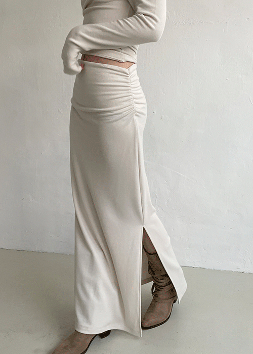 무무크 라디아 셔링 롱 스커트 3col - ivory
