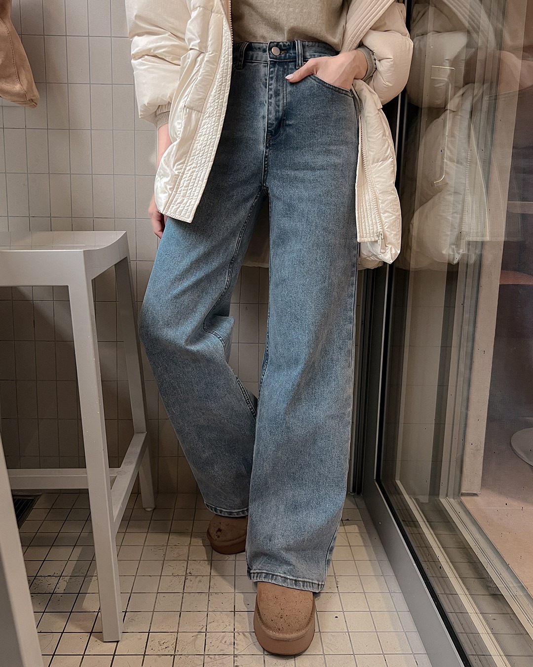 메이빈스 케네트 와이드 데님 팬츠가을 간절기 청바지 하이웨스트 와이드팬츠 데님바지 일자핏청바지 통바지 캐주얼 데이트룩 출근룩 스트릿 캐주얼 데일리룩 와이드데님 기본템