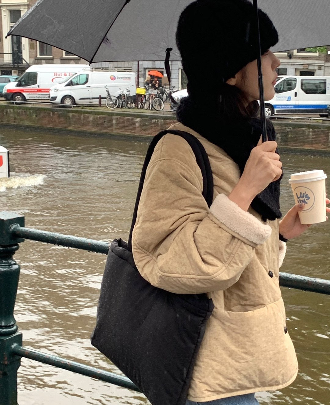 올마이탄 블랙 당일 / 베르가못 베어 덤블 자켓 브이넥 양털안감 시어링 jk (2col)