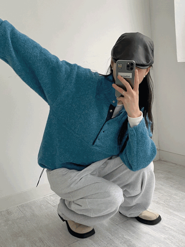 인챈트미 [MD PICK] 토이 아노락 스트링 루즈핏 니트 (4C)