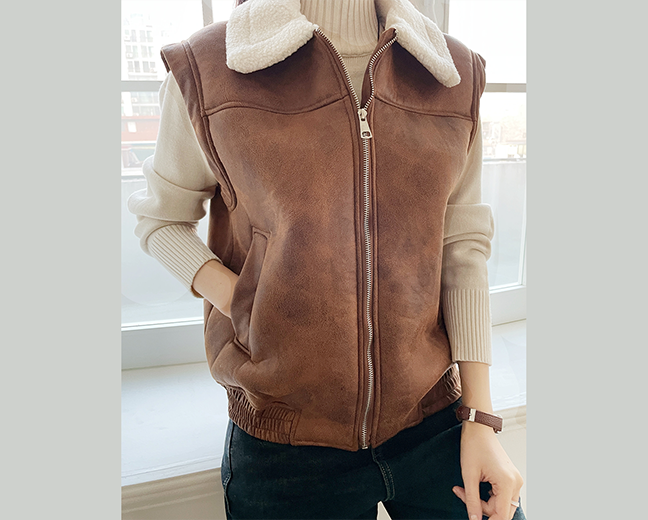 루시다 L24CFW-MK6221/렌더 양털 무스탕 베스트