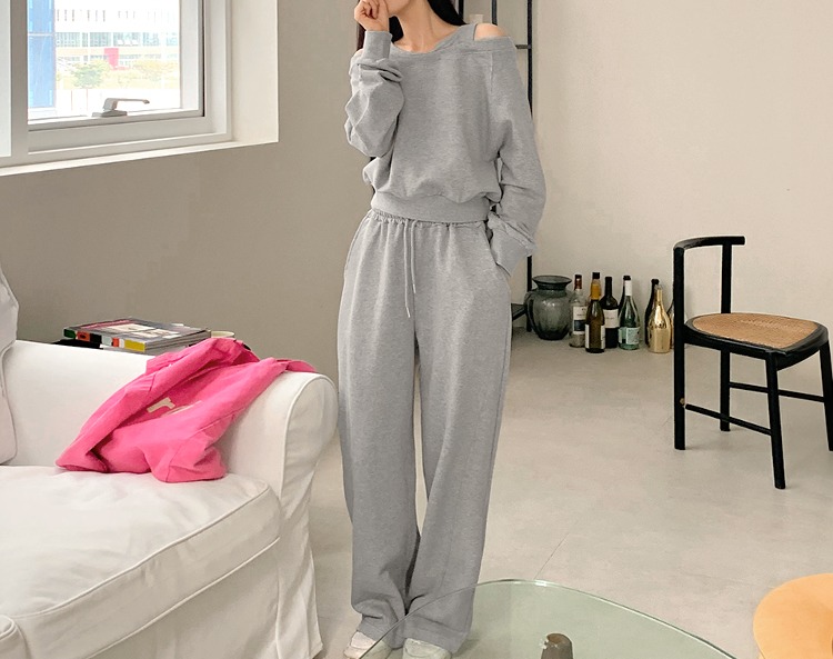 리리앤코 티브덴츠 오프숄더 맨투맨 밴딩 팬츠 투피스 세트 120사이즈 38사이즈 빅사이즈 자체제작 리리앤코 빅사이즈트레이닝 츄리닝세트 트레이닝세트 밴딩와이드 와이드팬츠