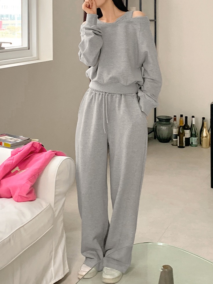 리리앤코 티브덴츠 오프숄더 맨투맨 밴딩 팬츠 투피스 세트 120사이즈 38사이즈 빅사이즈 자체제작 리리앤코 빅사이즈트레이닝 츄리닝세트 트레이닝세트 밴딩와이드 와이드팬츠