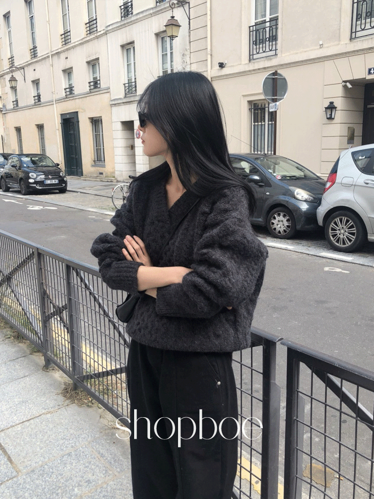 샵보애 LeButter 르버터 도슨 브이넥 니트 케이블 알파카 울 긴팔 꽈배기 nt (2col)