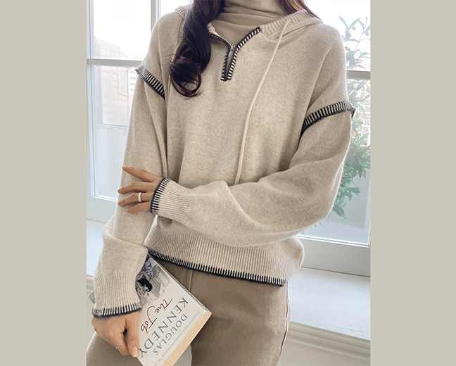 루시다 L24CFW-MK6169/[울30%]폴린 후드 니트