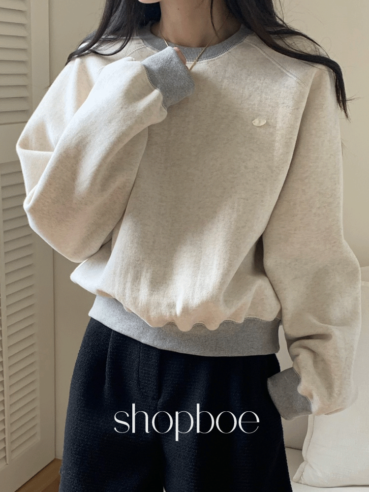 샵보애 vinmute 빈뮤트 양기모 로리 배색 맨투맨 mtm (2col)