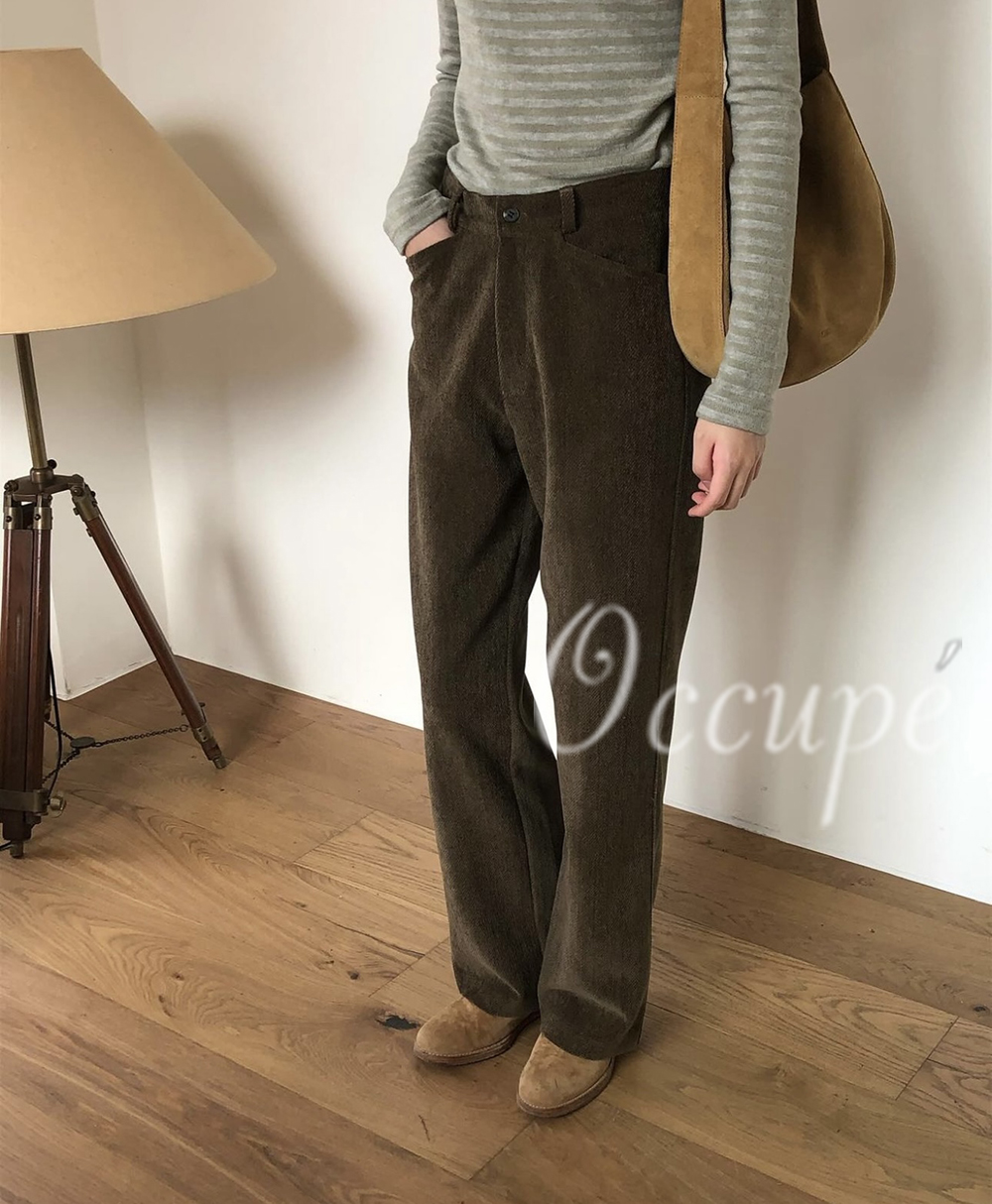 오큐페 웨더 벨벳 트윌 팬츠 (2col) weather 일자핏