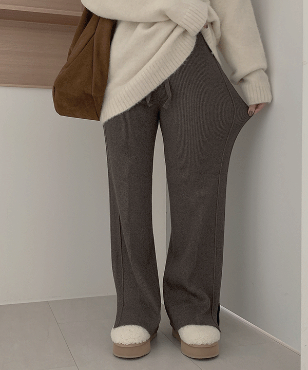 하비언니 12813 [모델소장] 5kg 데일리 밴딩 골지 트임 롱팬츠 4color